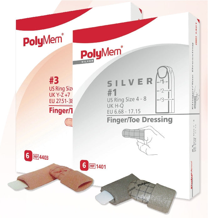 PolyMem Silver Finger Toe Dressing, Box of 6 - All Sizes – KEEPING ...