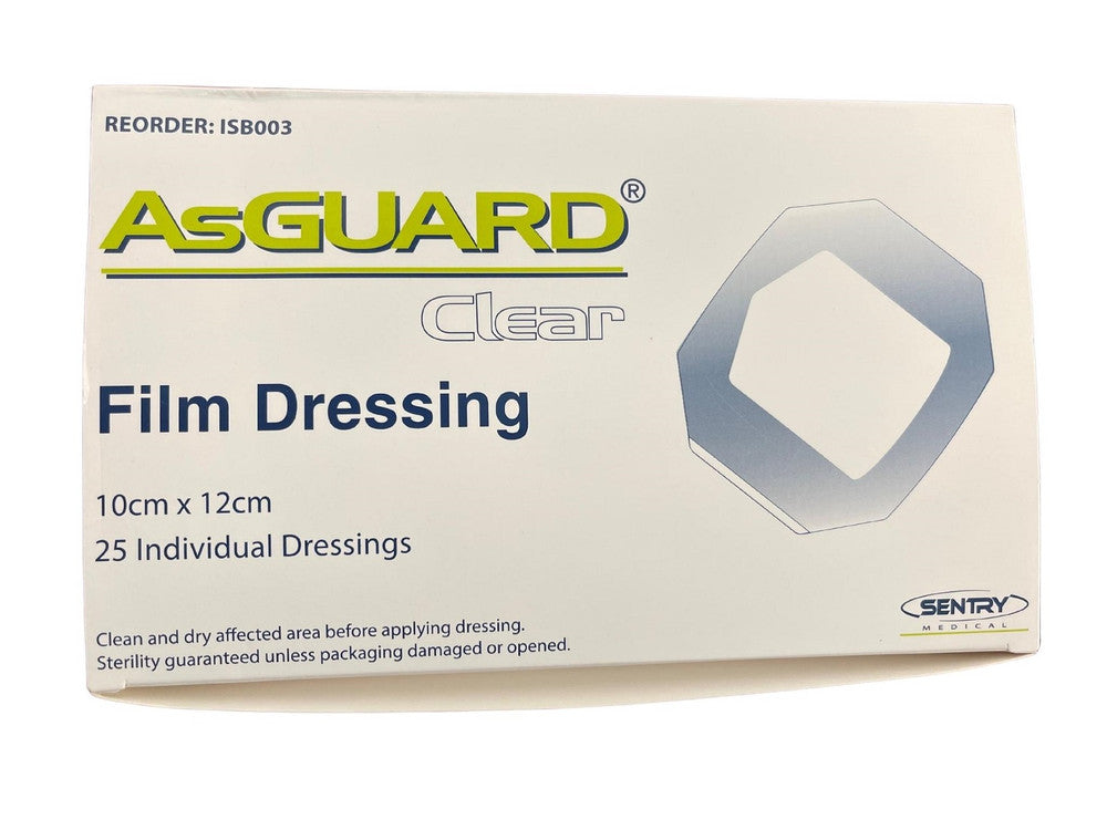 Asguard Clear Film Dressing 10cm x 12cm Adhesive ISB003 - Box of 25 ...