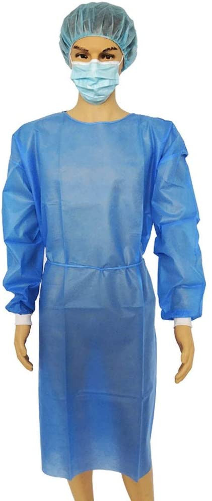 Gown, LEVEL 2 Impervious Isolation Cover Gown Blue, Knit cuff, Dental ...