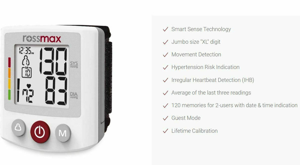 ROSSMAX blood pressure (sphygmomanometers) automatic wrist monitor ...